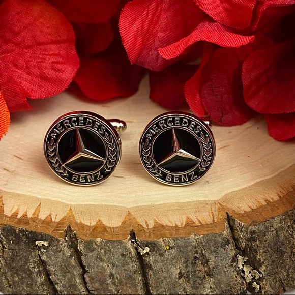 Accessories | Mercedes Benz Inspired Black And Silver Logo Cufflinks ...